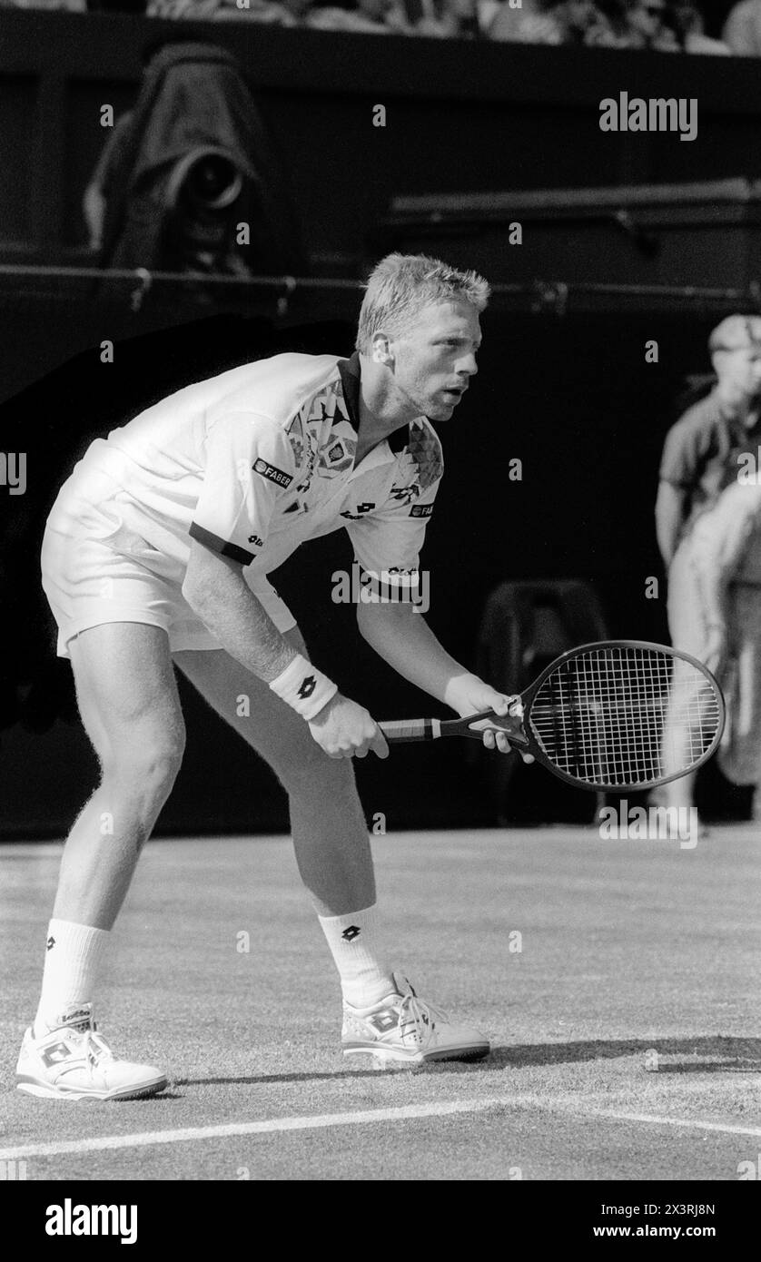 Boris Becker playing at Wimbledon Grand Slam tournament in 1993 Stock ...