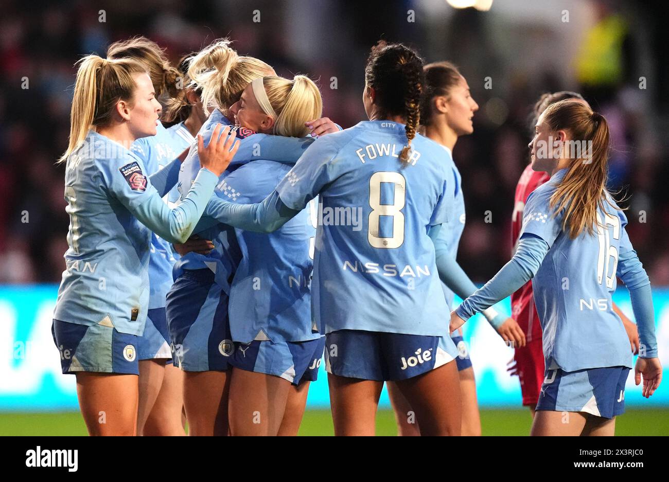 Manchester Citys Alex Greenwood Centre Left Celebrates Scoring Their