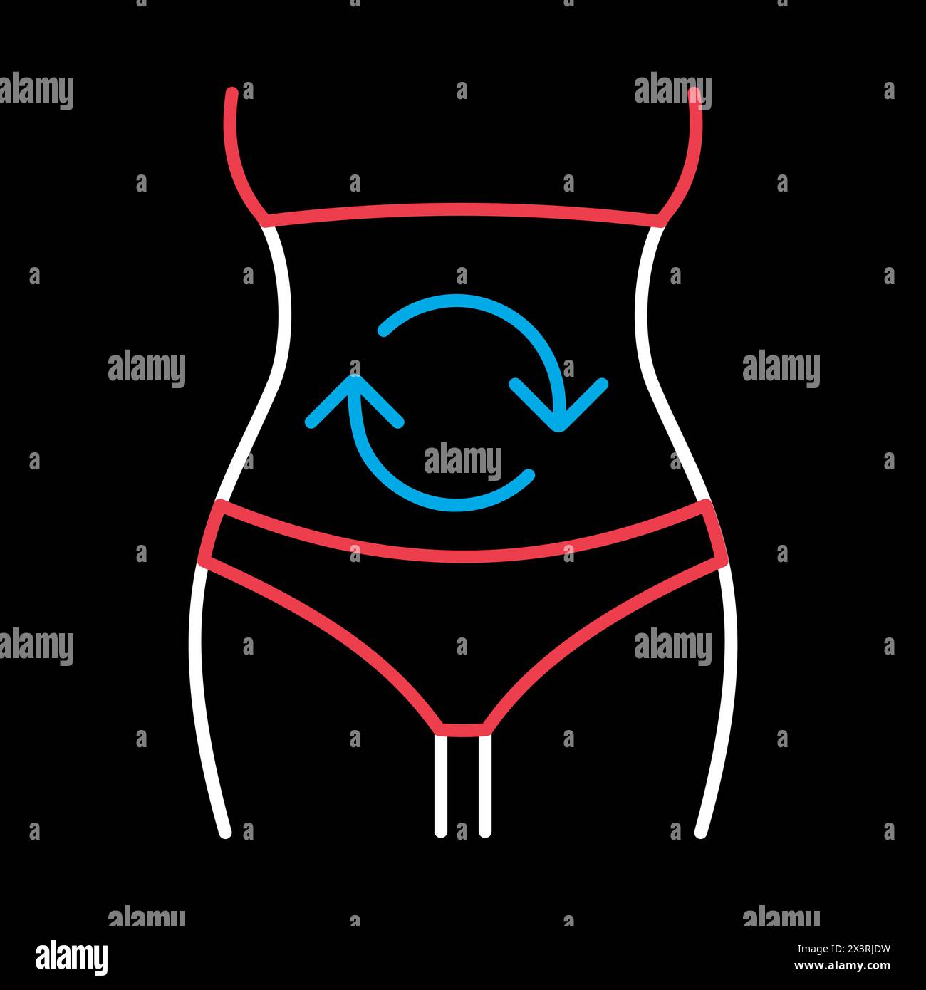 The health of the digestive vector on black background icon. The women ...