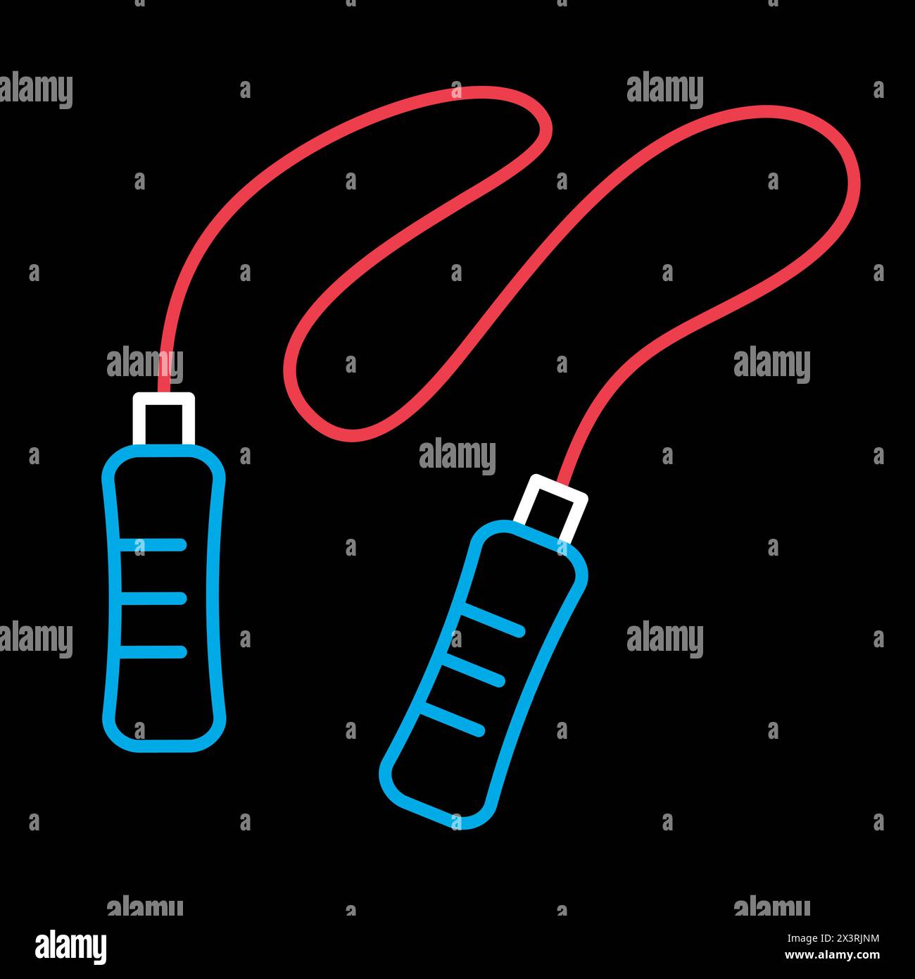 Jump rope vector on black background icon. Graph symbol for fitness and ...