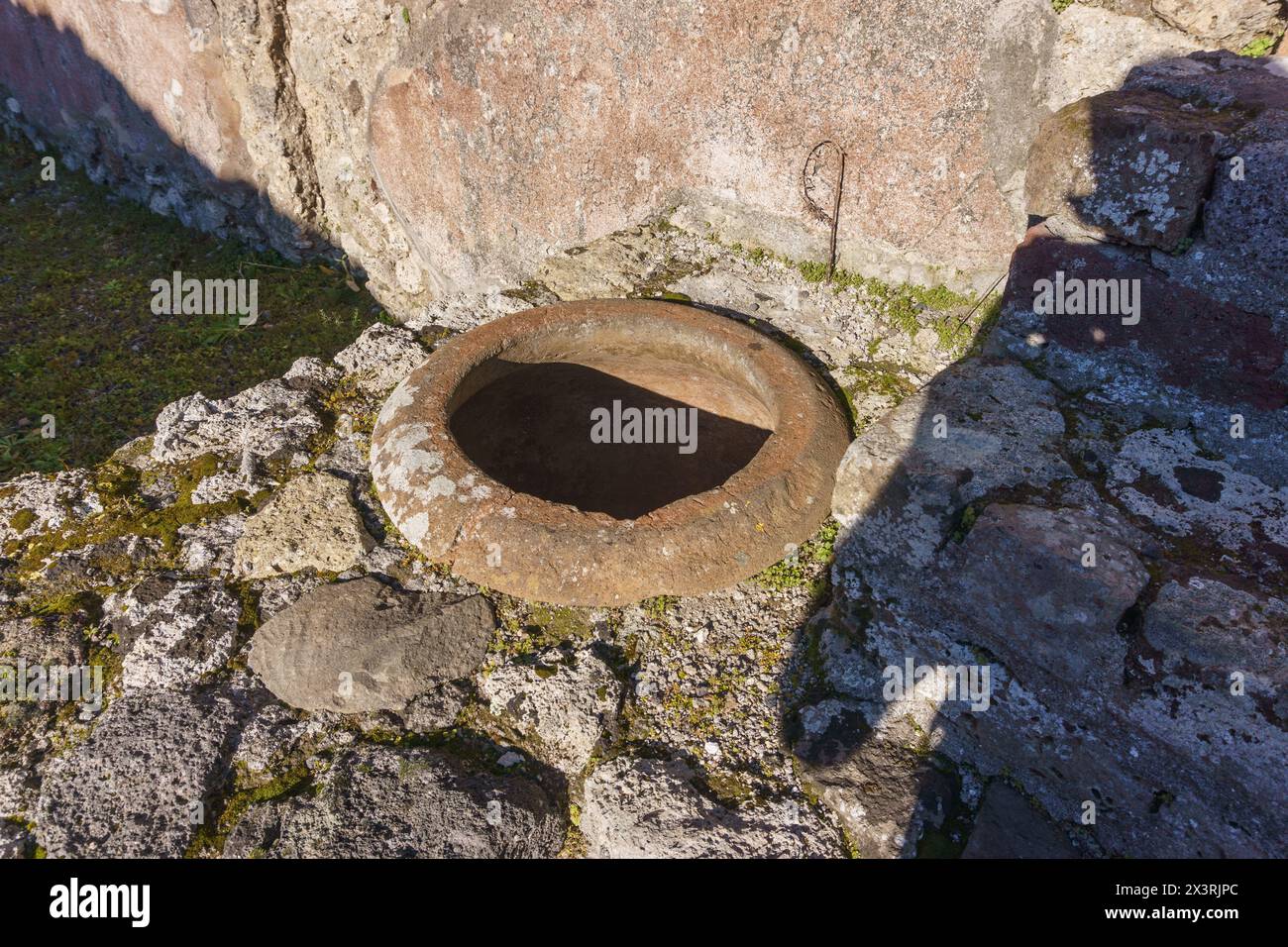 Ancient food counter with ceramic pots at the ancient roman city of ...