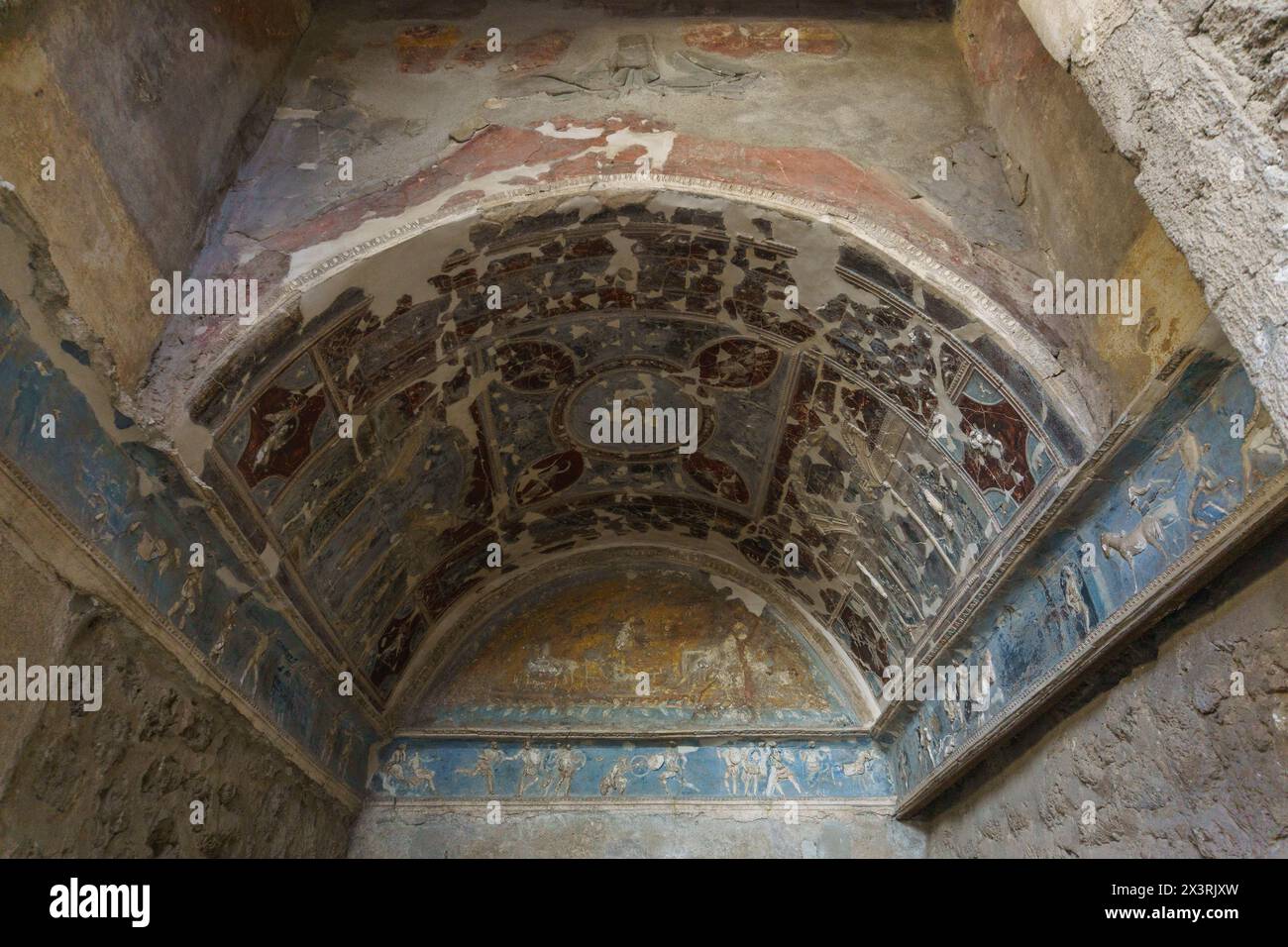 Interior view of ancient roman building at the ruins of Pompeii ...