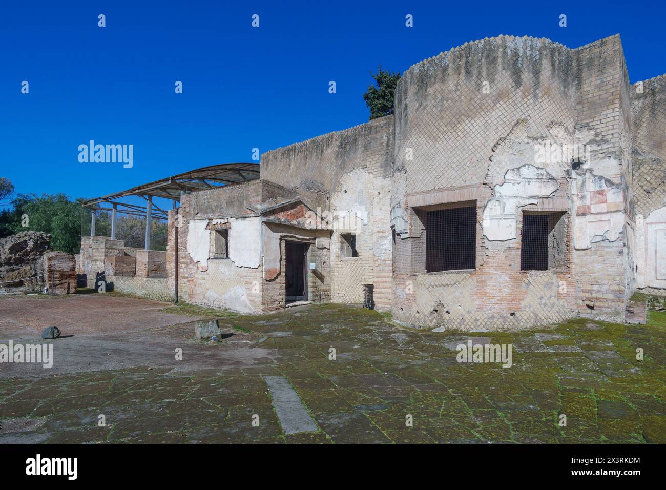 Ancient Roman suburban bath building on a sunny day in ancient city of ...