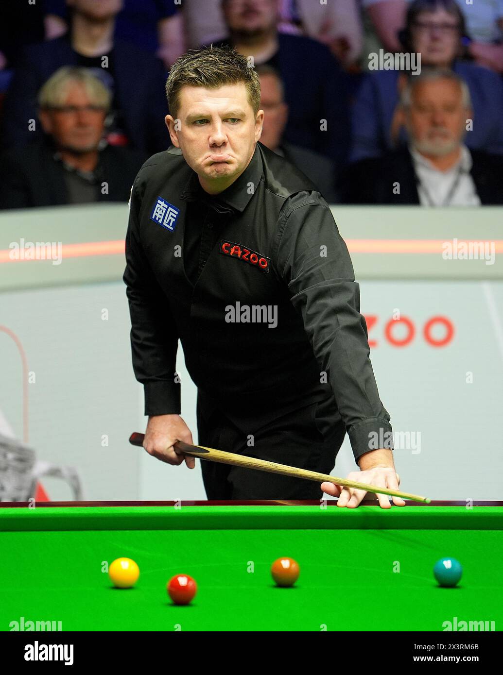 Ryan Day reacts after a shot during his match with Ronnie O'Sullivan ...