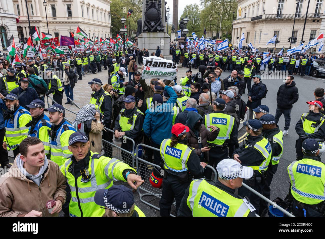 London, UK. 27th April, 2024. Metropolitan Police officers monitor pro ...