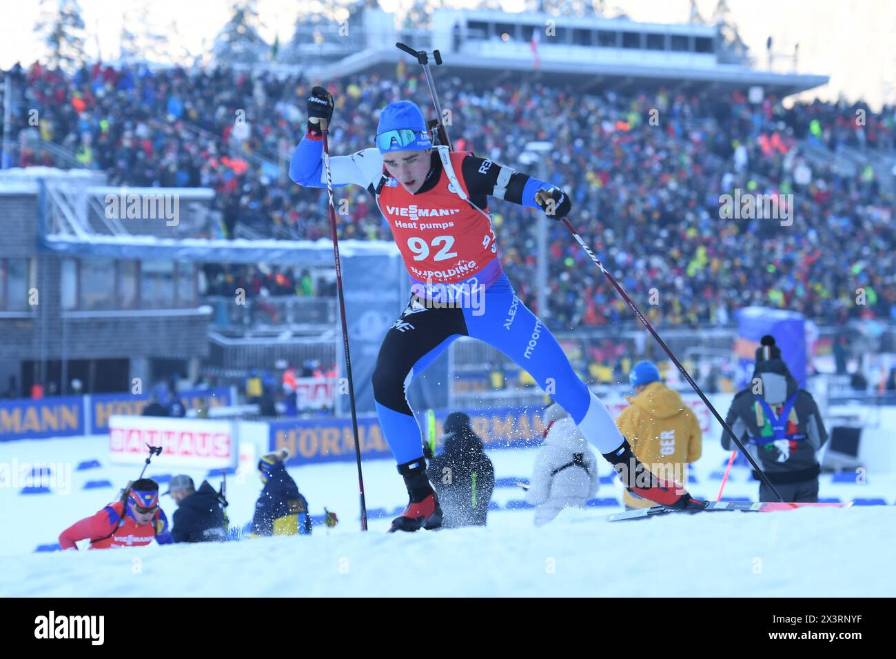 Ruhpolding, Germany. 13th Jan, 2024. RUHPOLDING, GERMANY - JANUARY 13: Mehis Udam of Estonia ...
