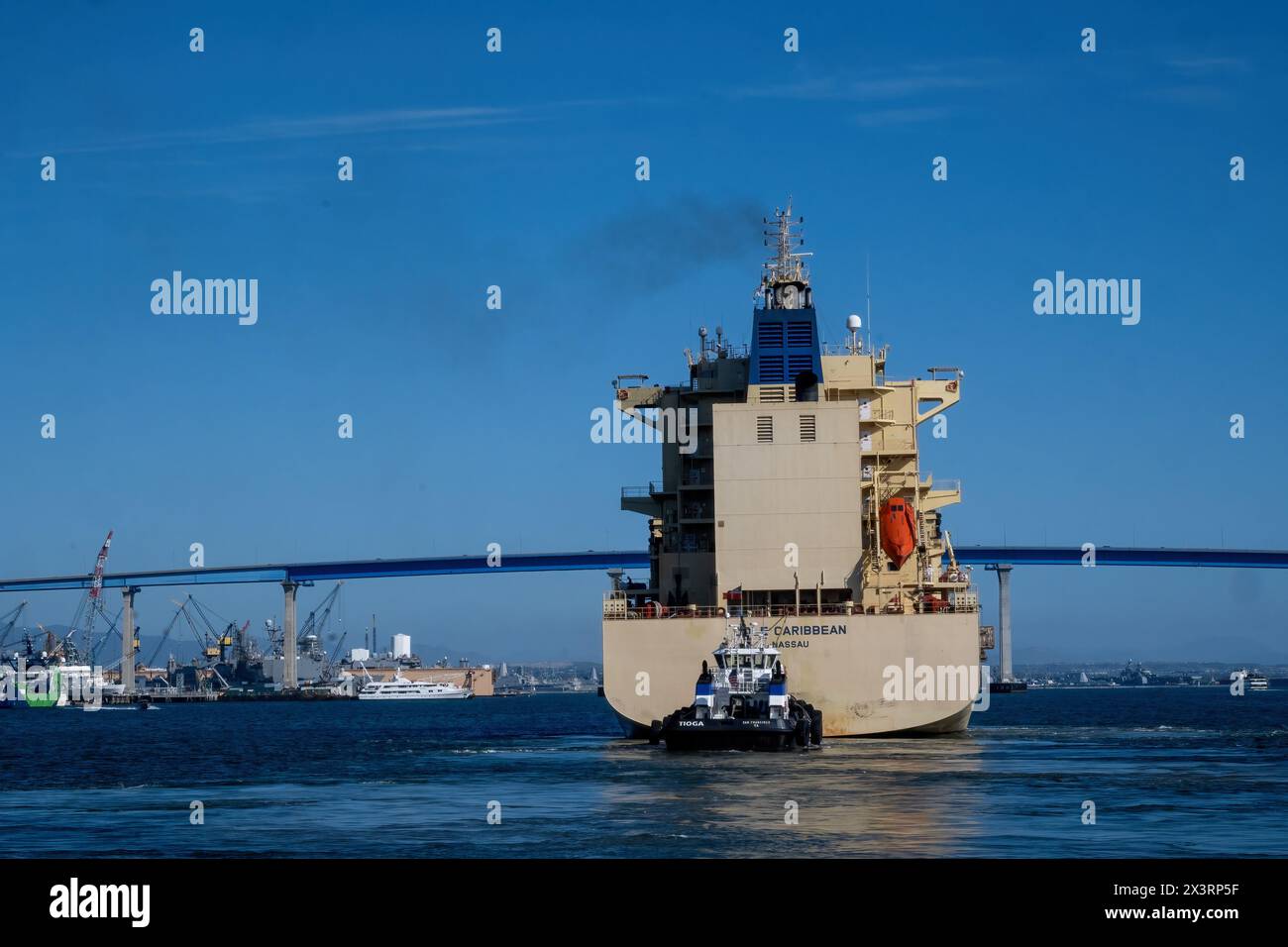 San Diego, CA. April 7, 2024. Dole cargo ship heading towards the ...