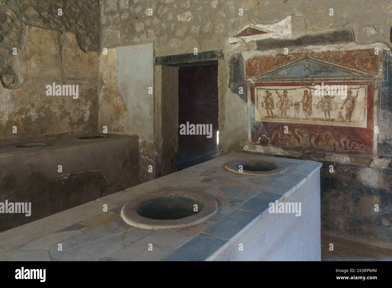 Ancient food counter with ceramic pots at the ancient roman city of ...