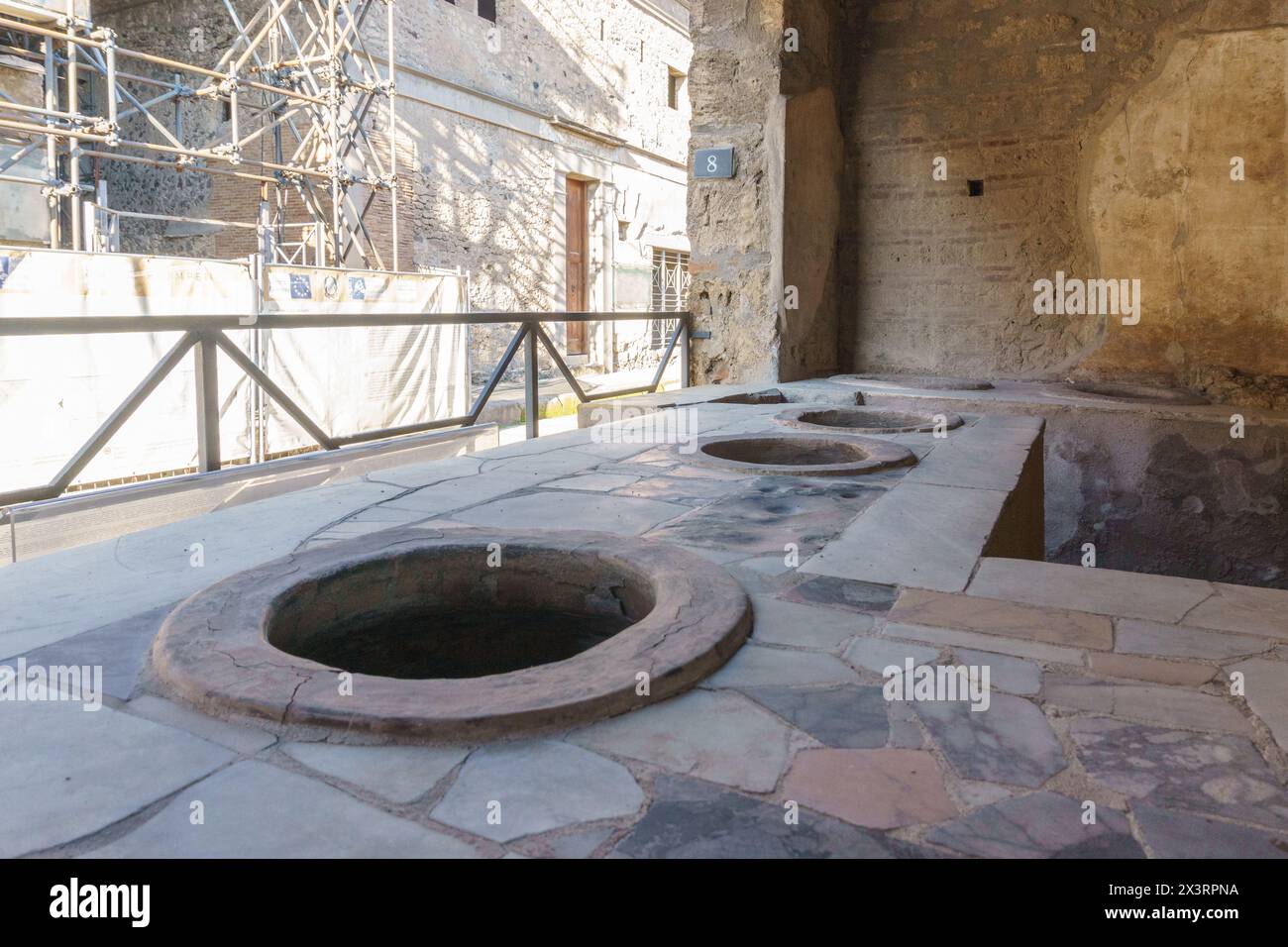 Ancient food counter with ceramic pots at the ancient roman city of ...