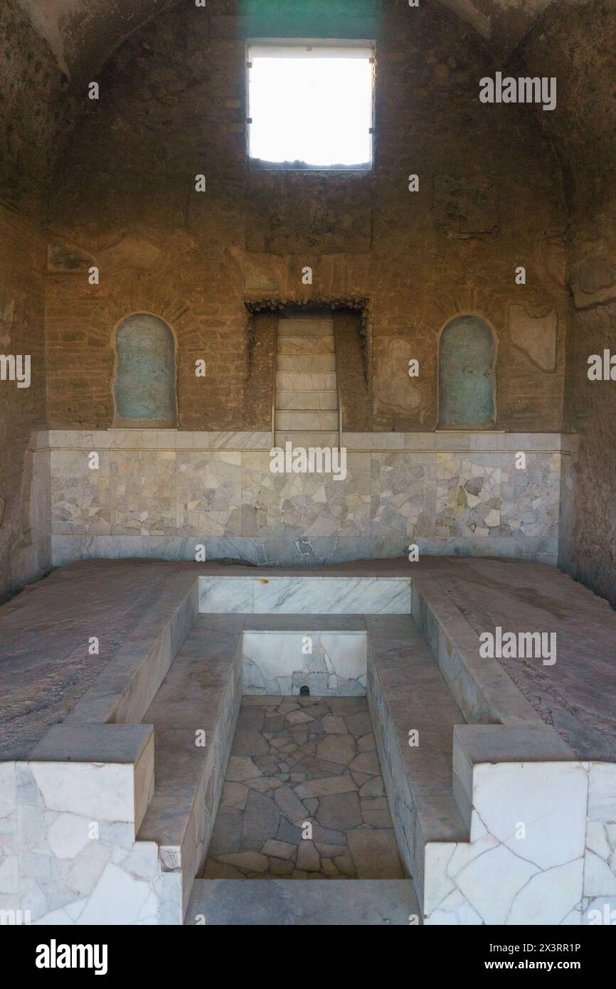 Interior view of ancient roman building at the ruins of Pompeii ...