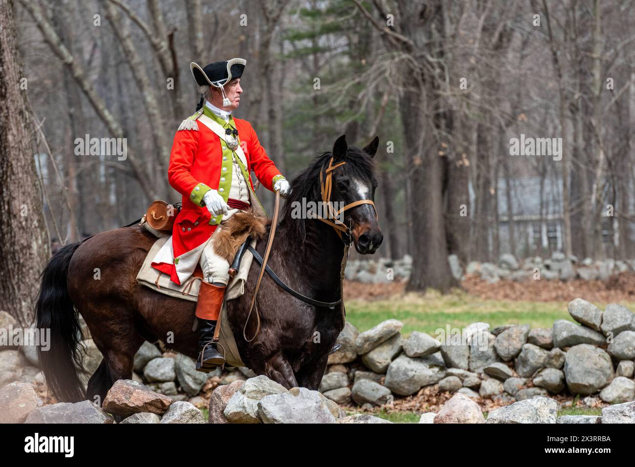 Reenactment of April 19, 1775 battle between British soldiers and ...