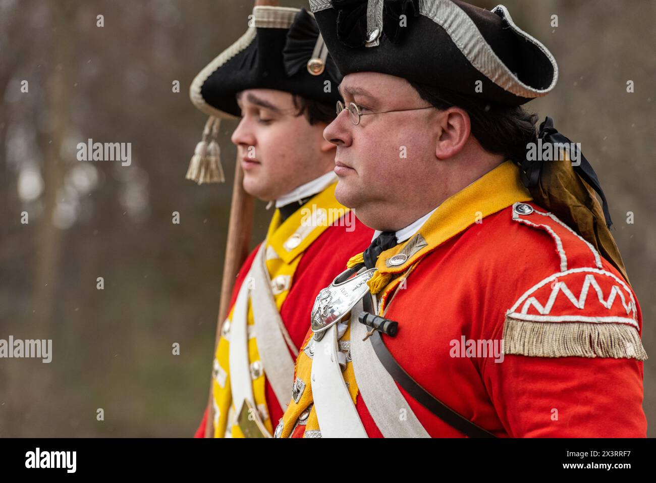 Reenactment of April 19, 1775 battle between British soldiers and ...