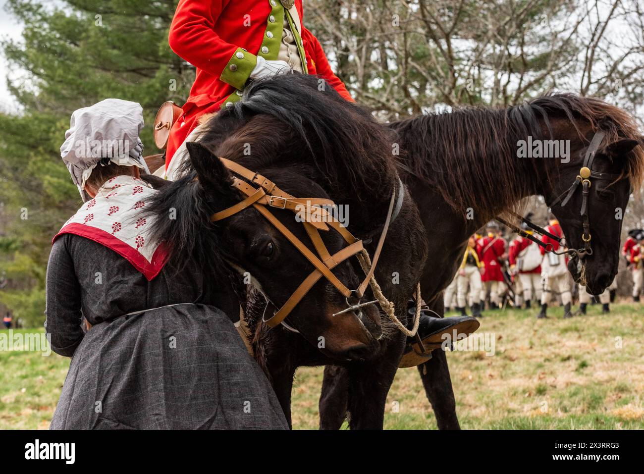 Reenactment of April 19, 1775 battle between British soldiers and ...