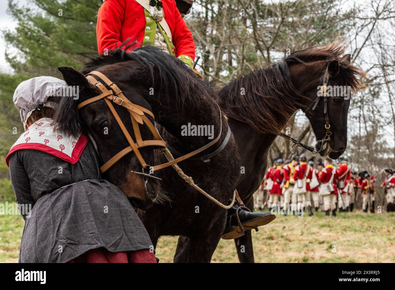 Reenactment of April 19, 1775 battle between British soldiers and ...