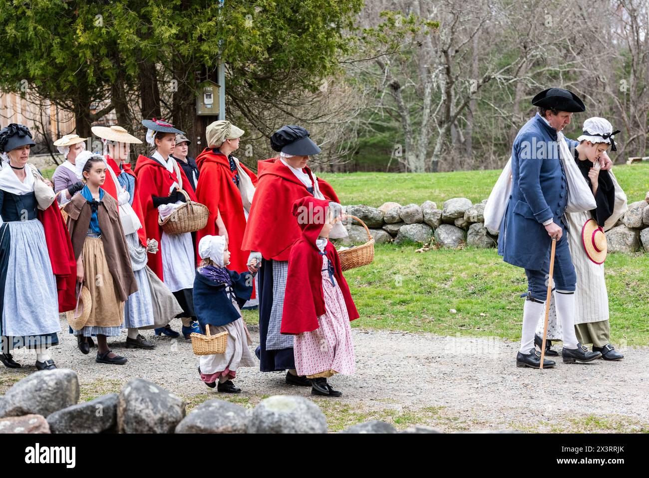 Reenactment of April 19, 1775 battle between British soldiers and ...