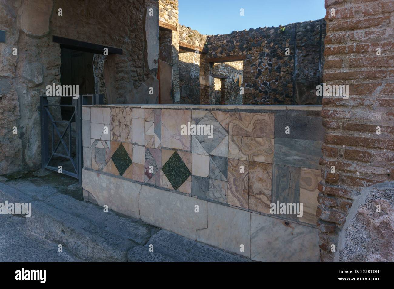 Ancient food counter with ceramic pots at the ancient roman city of ...