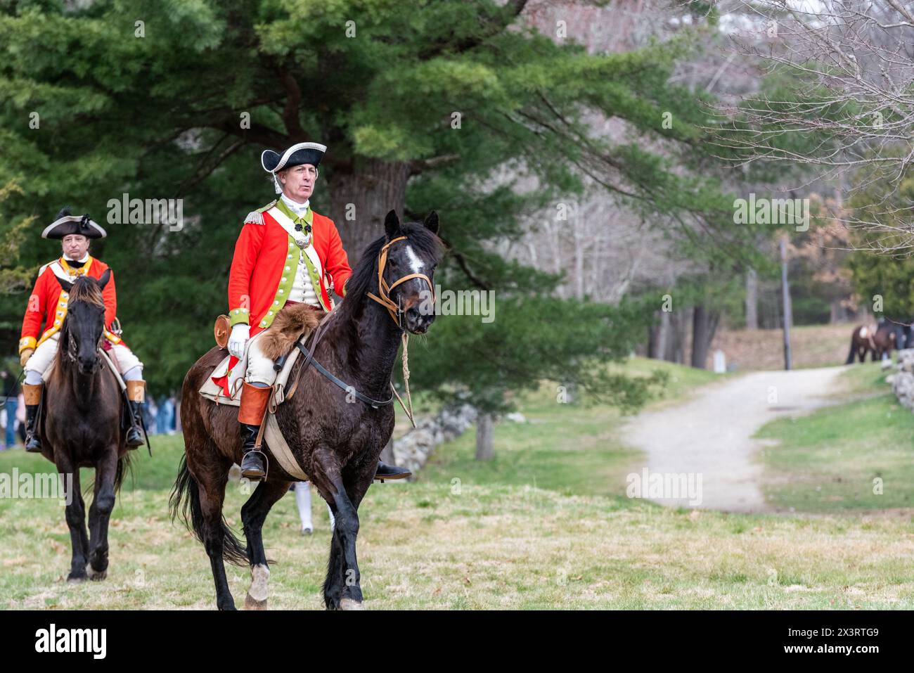 Reenactment of April 19, 1775 battle between British soldiers and ...