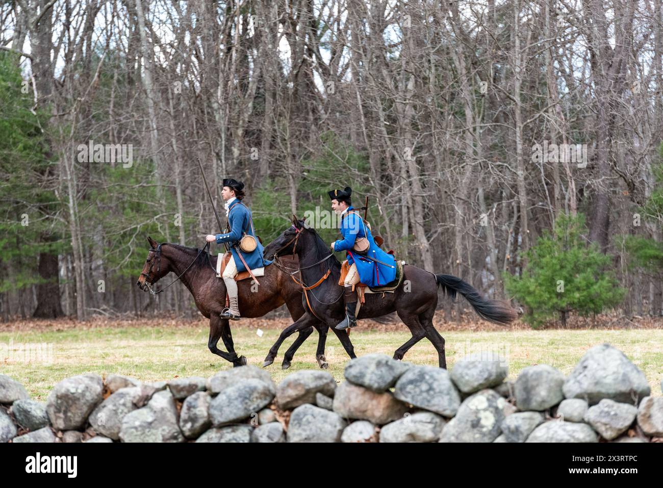Reenactment of April 19, 1775 battle between British soldiers and ...