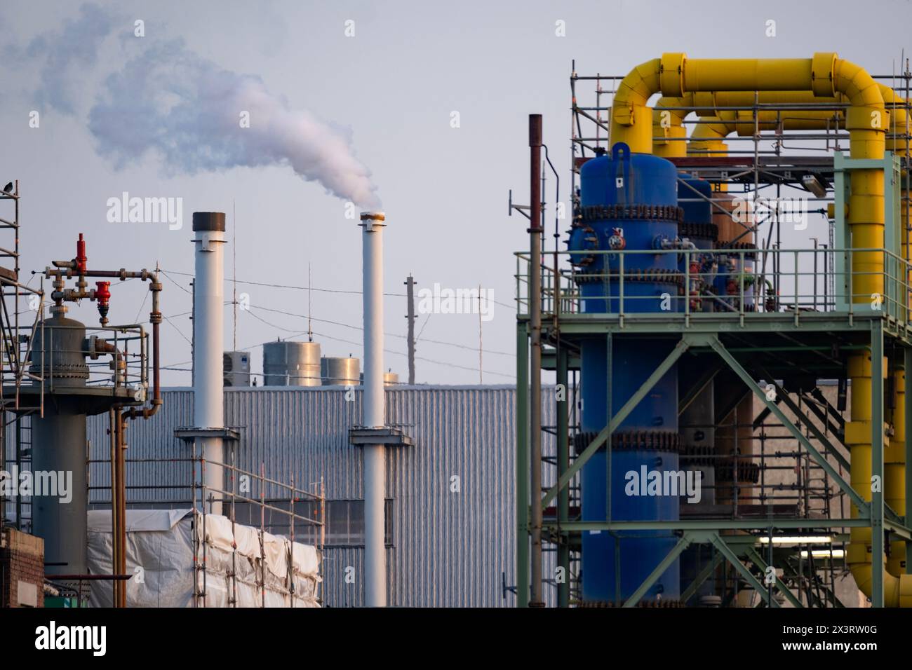 modern petrochemical plant in Frankfurt, Germany, factory with steam ...