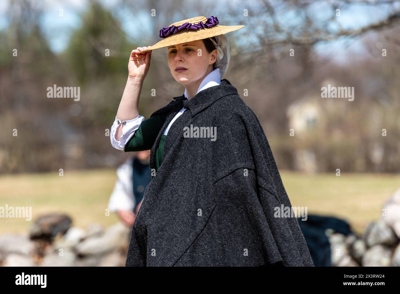 Reenactment of April 19, 1775 battle between British soldiers and ...