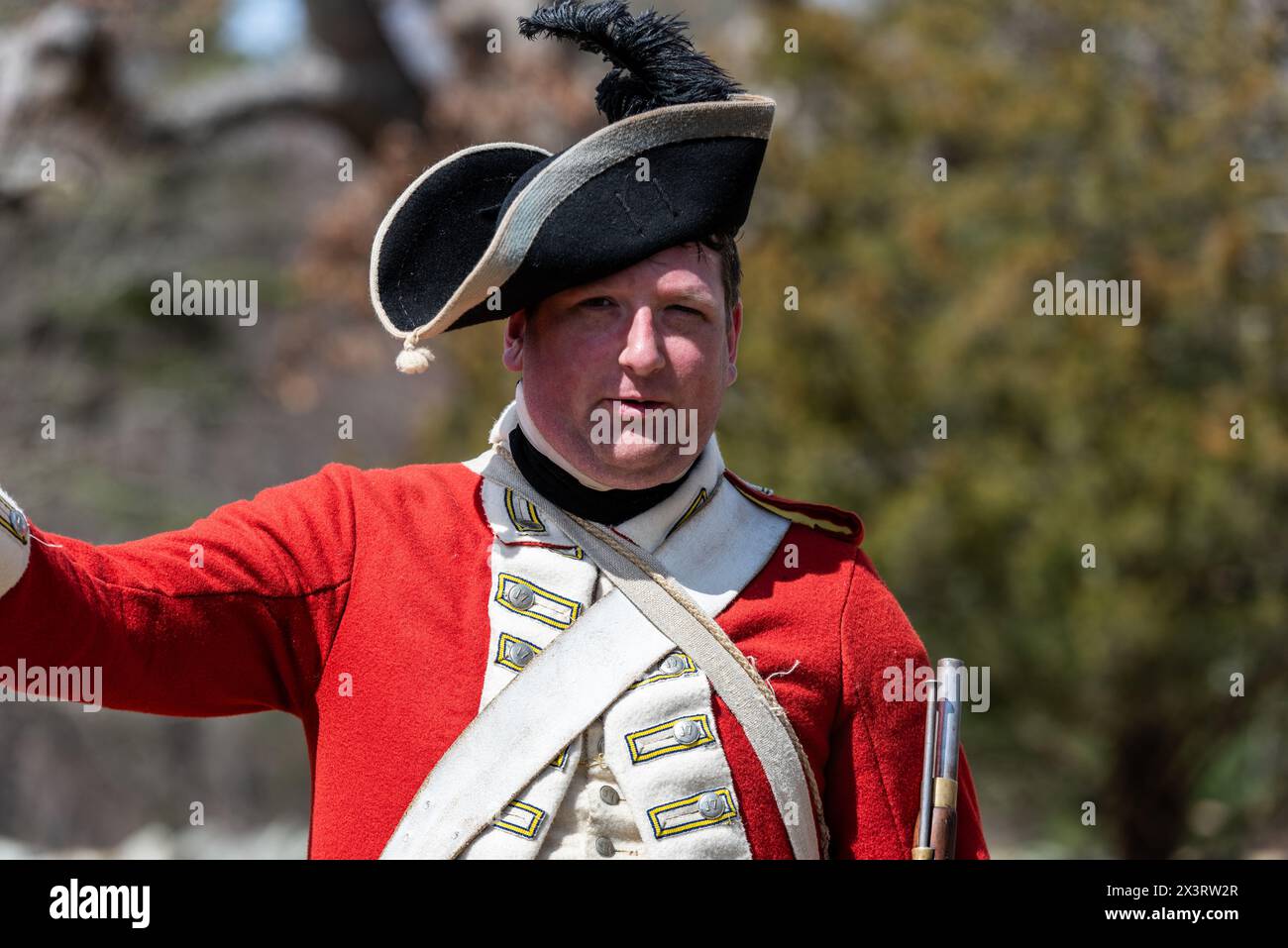Reenactment of April 19, 1775 battle between British soldiers and ...