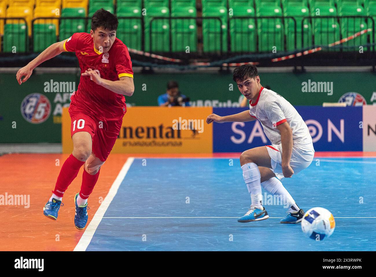 Bangkok, Thailand. 28th Apr, 2024. Mukhamed Askarbekov (L) of Kyrgyz ...