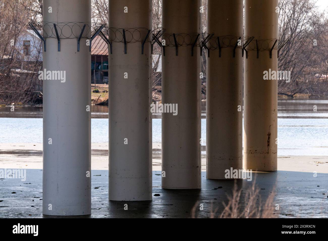 High water in the Samara region The flooded base of the road bridge in ...