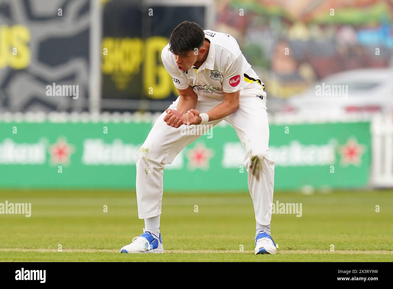 Bristol, UK, 28 April 2024. Gloucestershire's Dominic Goodman ...