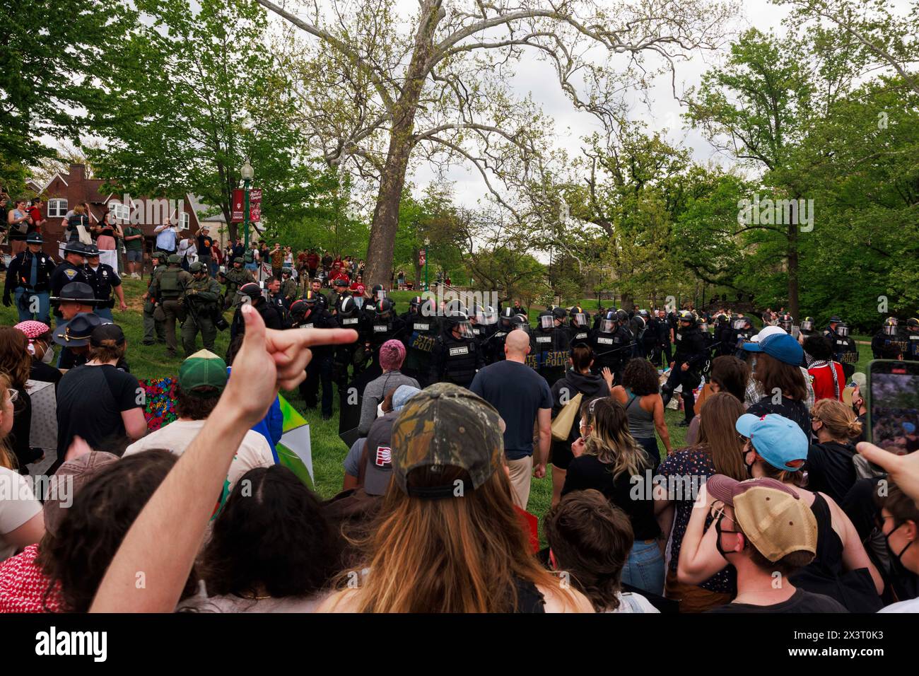 BLOOMINGTON, INDIANA - APRIL 27: Police leave Dunn Meadow after ...