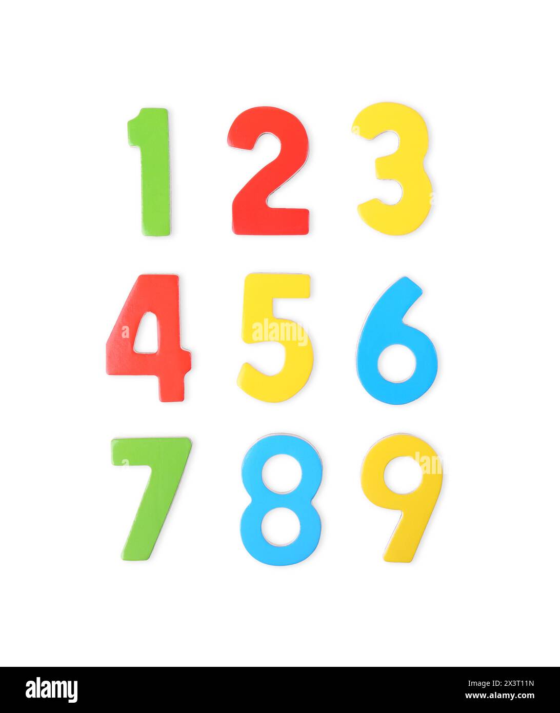 Colorful numbers on white background, top view Stock Photo - Alamy