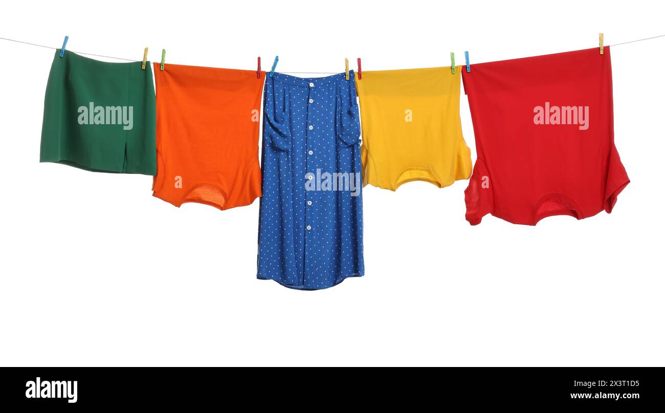 Different clothes drying on Cut Out Stock Images & Pictures - Alamy