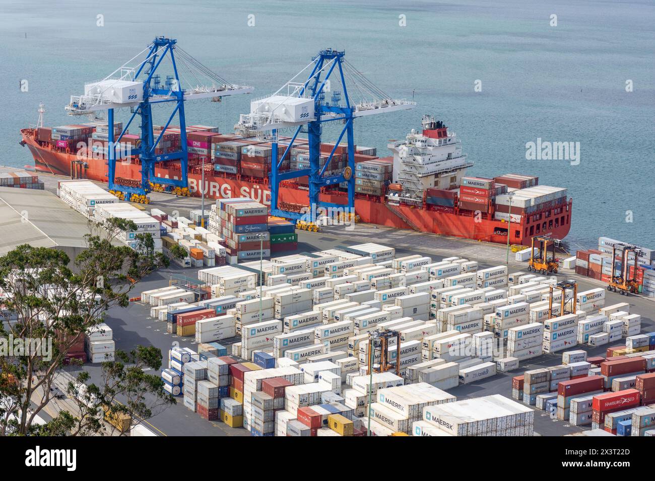 View of Container Port from Centenary Lookout, Port Chalmers, Dunedin ...