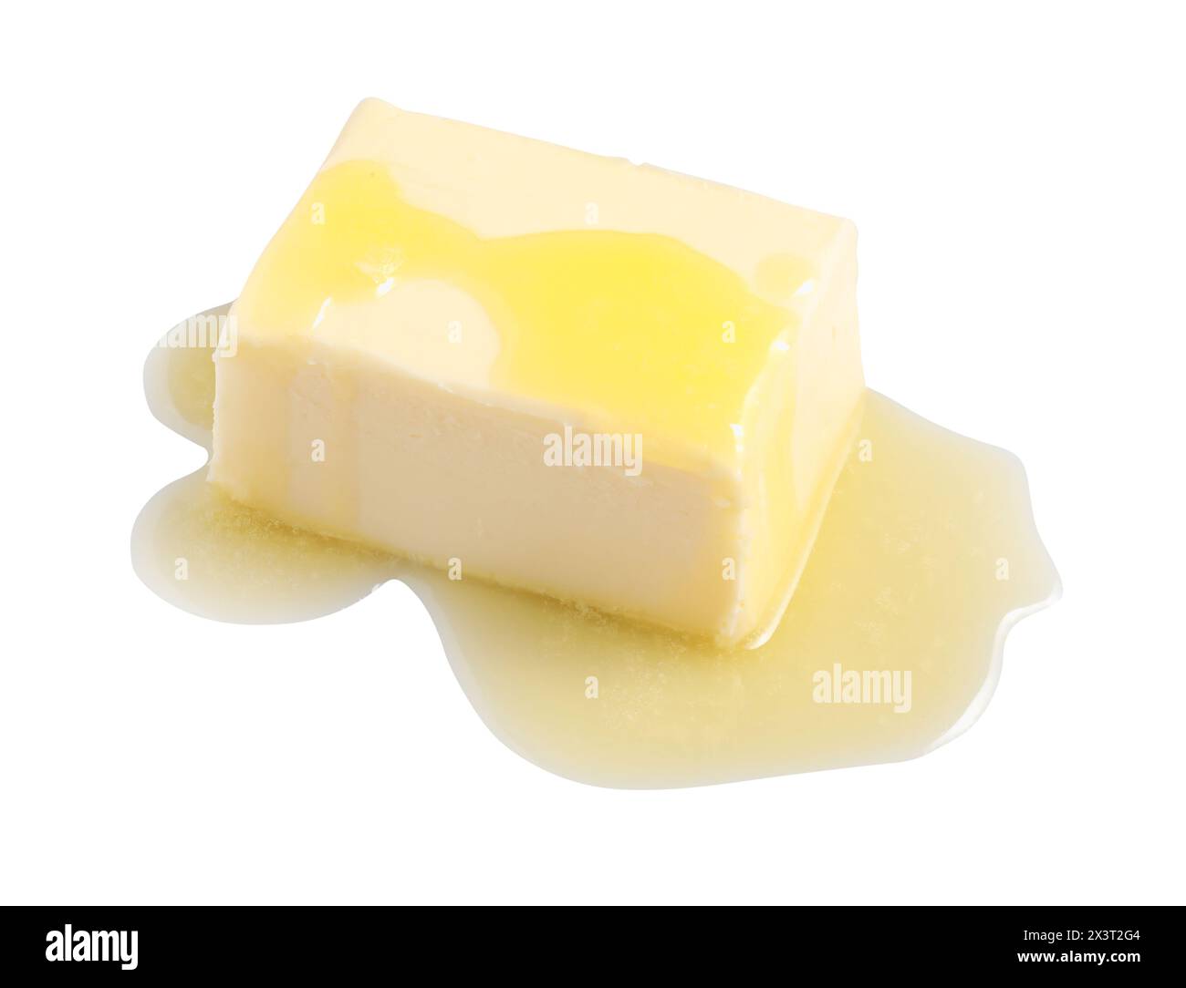 Piece of melting butter on white background Stock Photo - Alamy