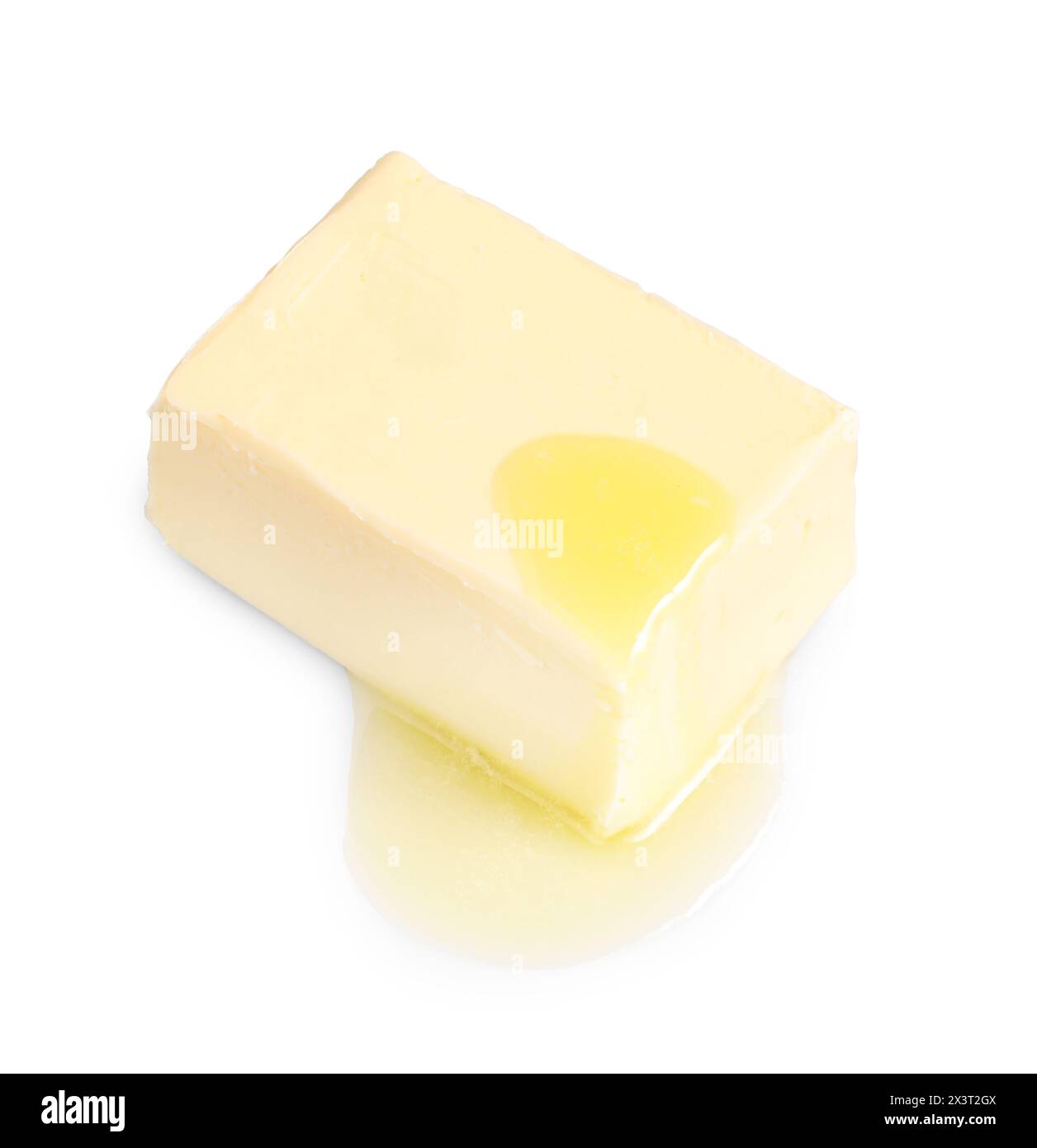 Piece of melting butter on white background Stock Photo - Alamy