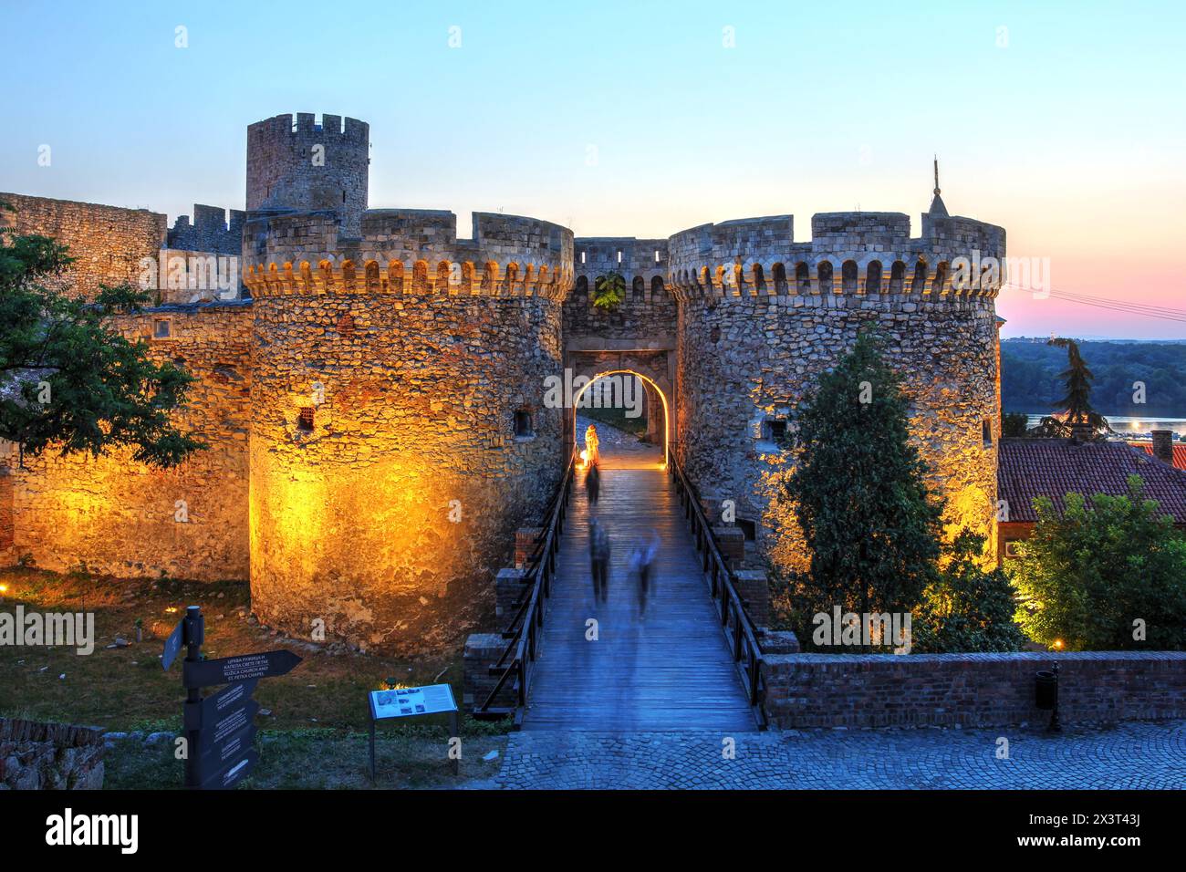 Night scene in Kalemegdan fortress in Belgrade, Serbia featuring the ...