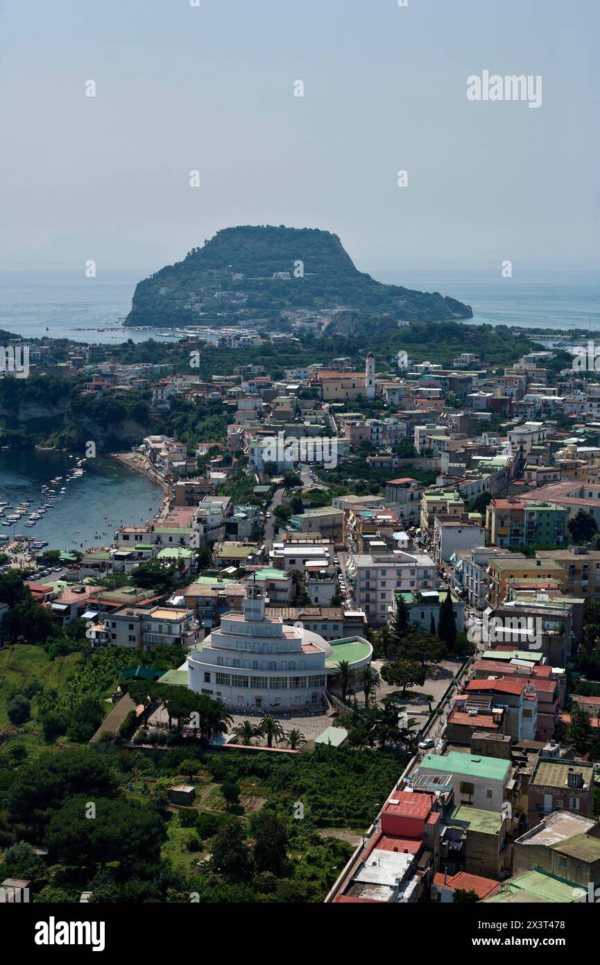 Italy, Campania, aerial view of Bacoli town and Capo Miseno Stock Photo ...
