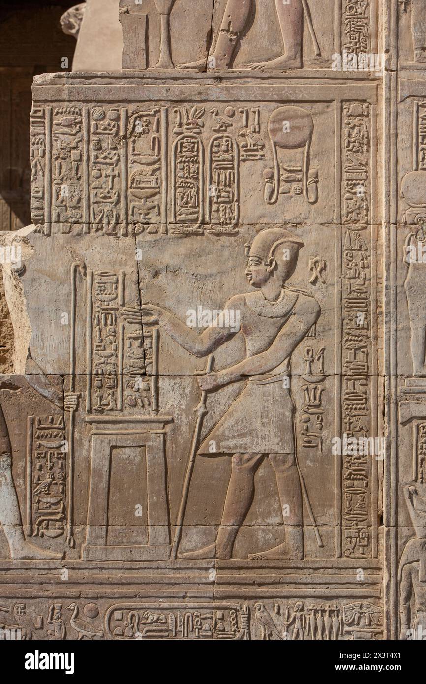 The Greek king Ptolemy VI Philometor (186–145 BC) of Ptolemaic Egypt on a bas-relief at the ...