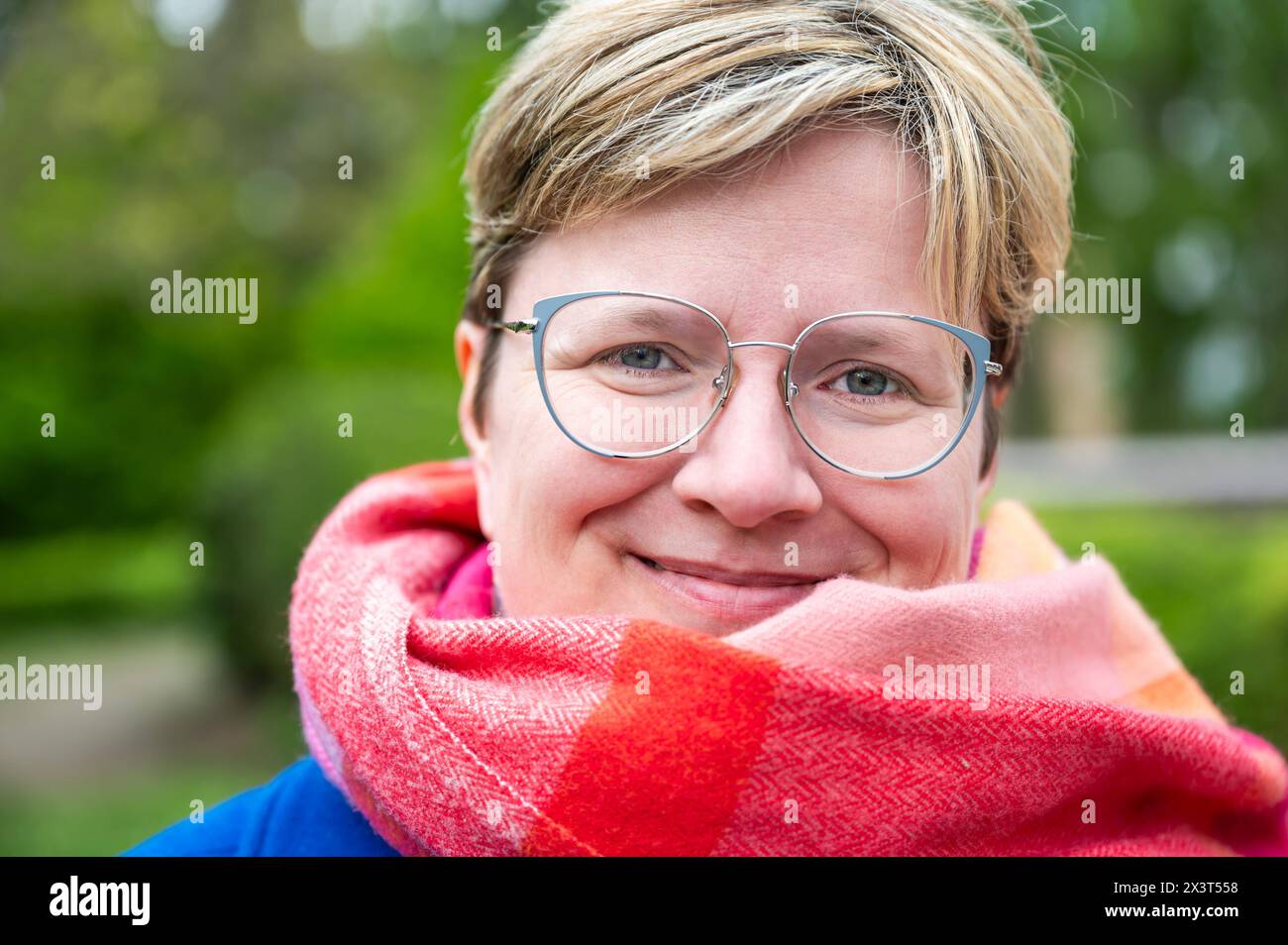 Colorful portrait of a 38 yo white woman with short hair, Brussels ...