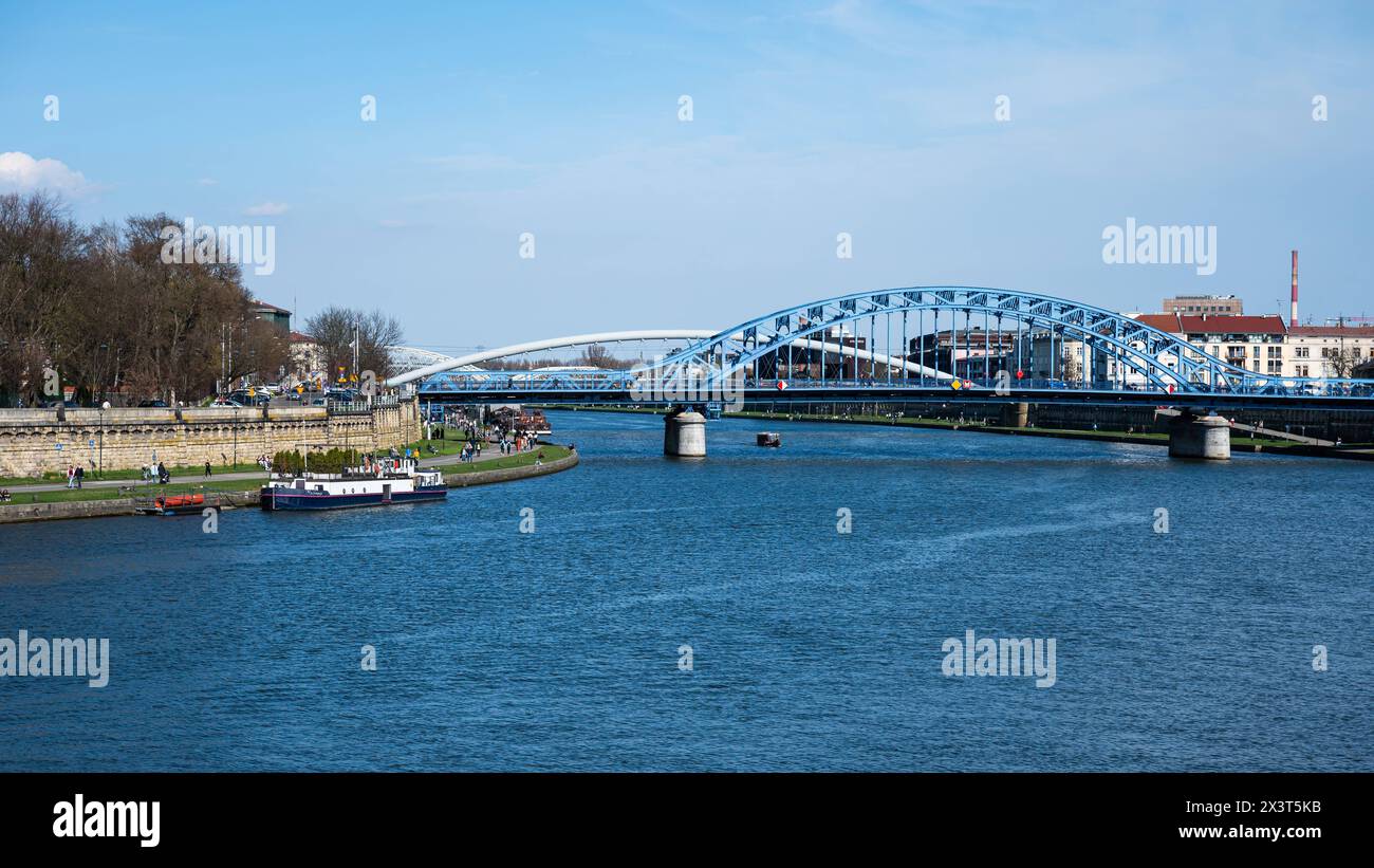 Krakow, Poland, March 23, 2024 - The Marshal Jozef Pilsudski bridge ...