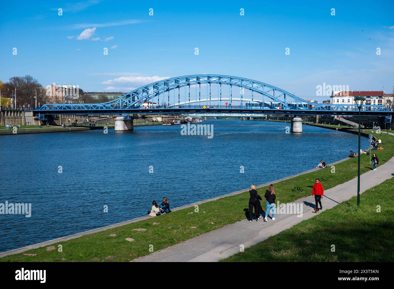 Krakow, Poland, March 23, 2024 - The Marshal Jozef Pilsudski bridge ...