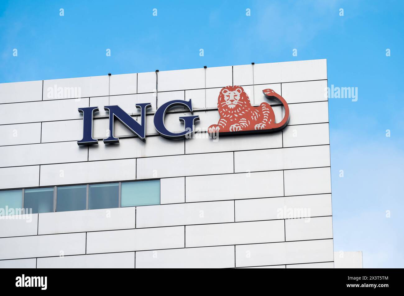 Katowice, Silesian, Poland, March 24, 2024 - Facade and logo of the ING ...