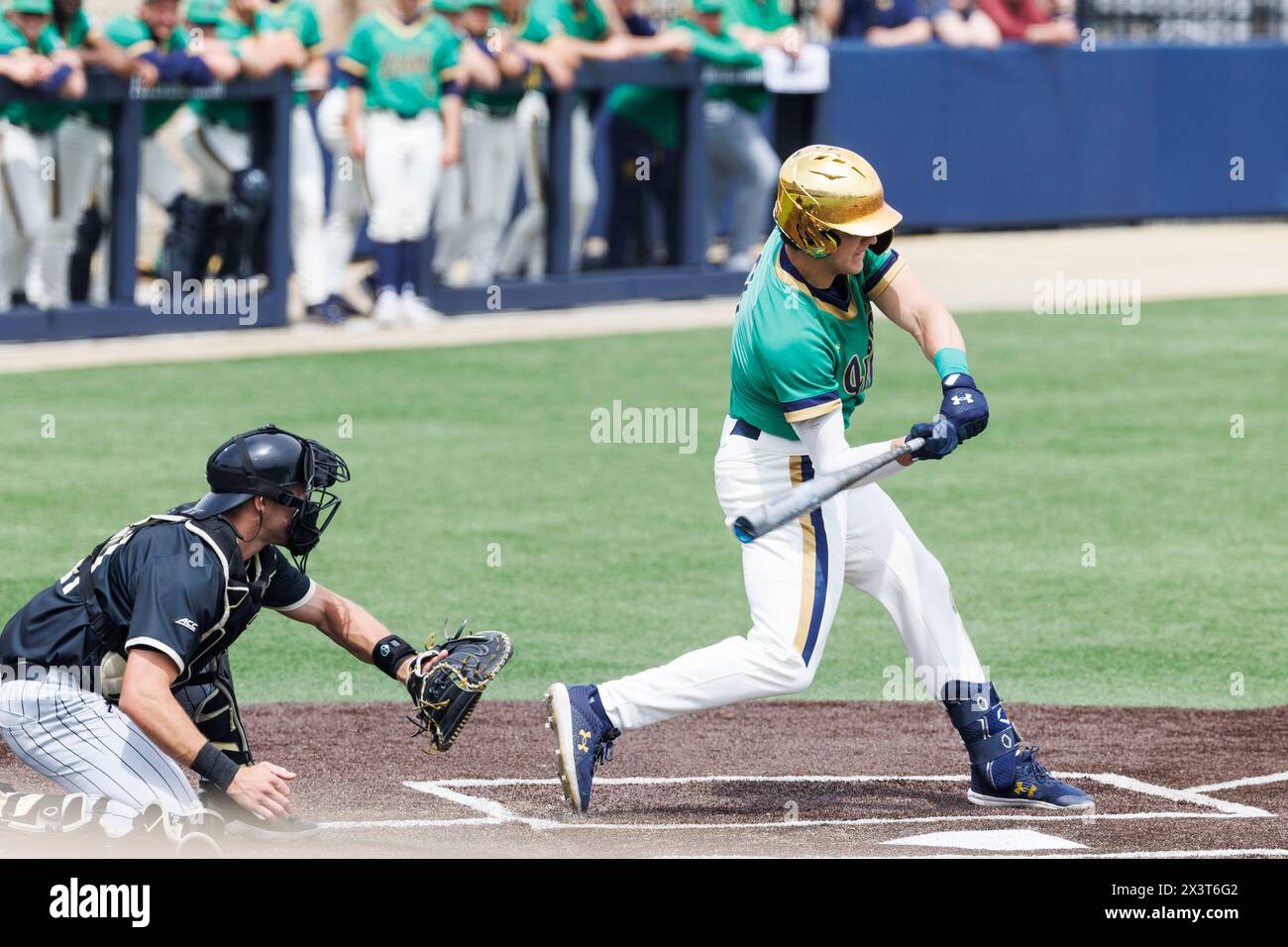 South Bend, Indiana, USA. 28th Apr, 2024. Notre Dame infielder Estevan ...
