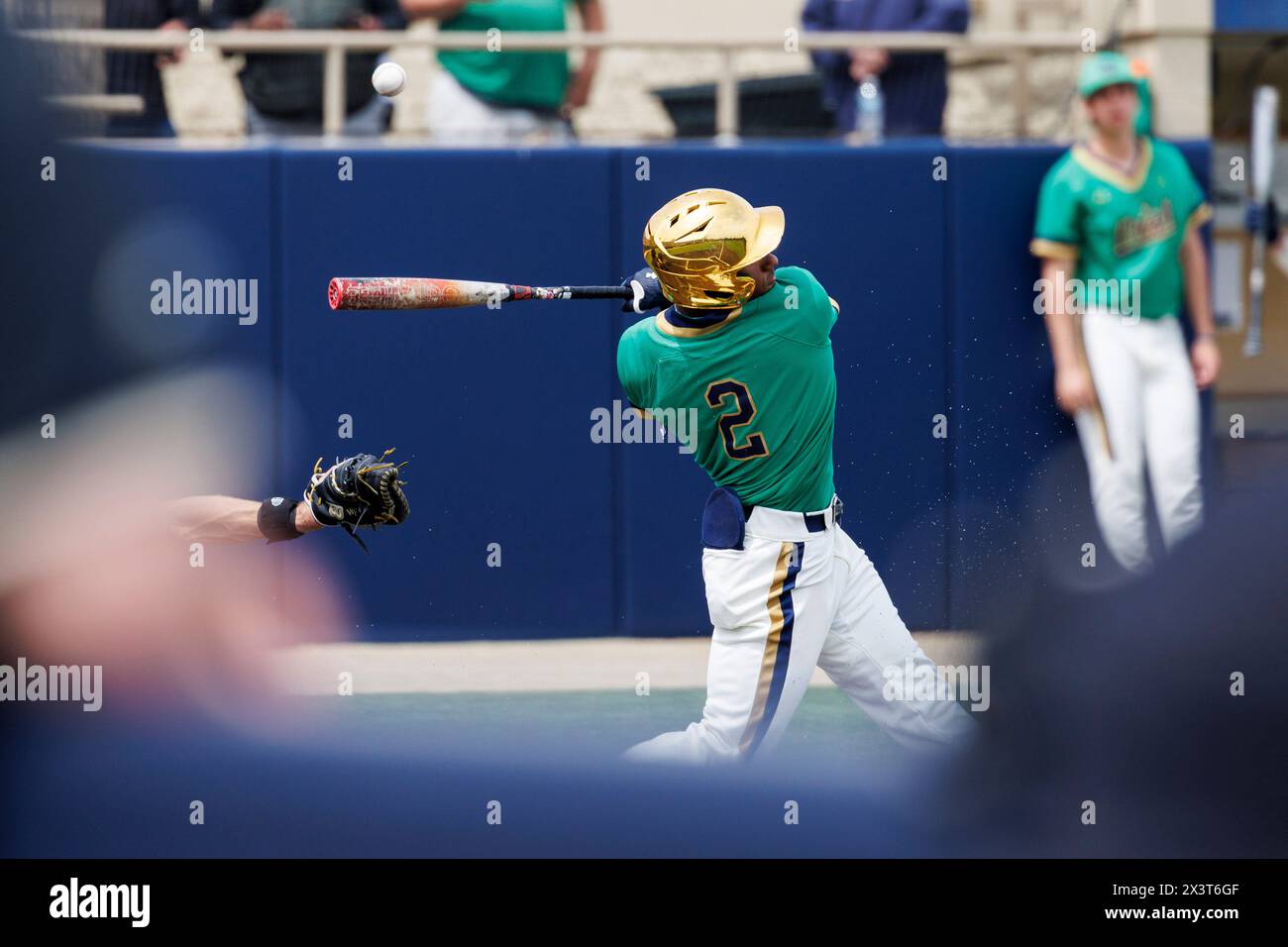 South Bend, Indiana, USA. 28th Apr, 2024. Notre Dame outfielder David ...