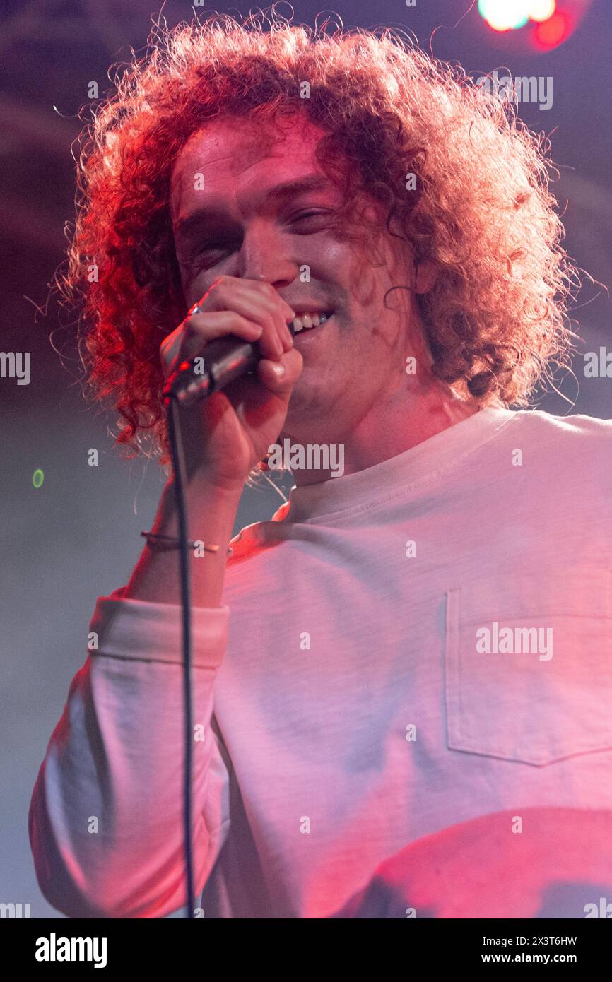 Milano, Italy. 28th Apr, 2024. Jack Sedman of British music duo Seafret ...