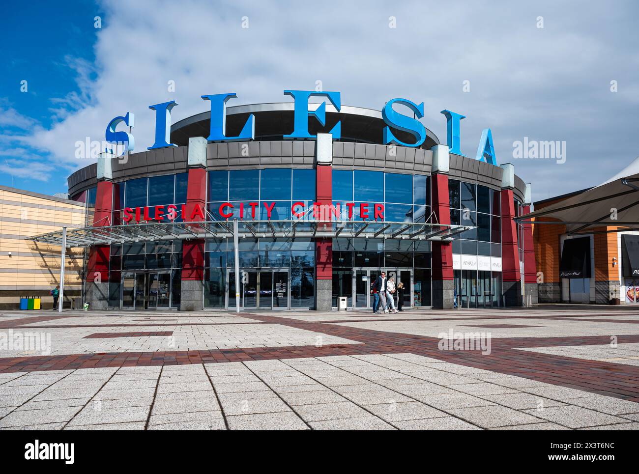 Katowice, Silesian, Poland, March 24, 2024 - Colorful facades of the Silesia City Center, a ...