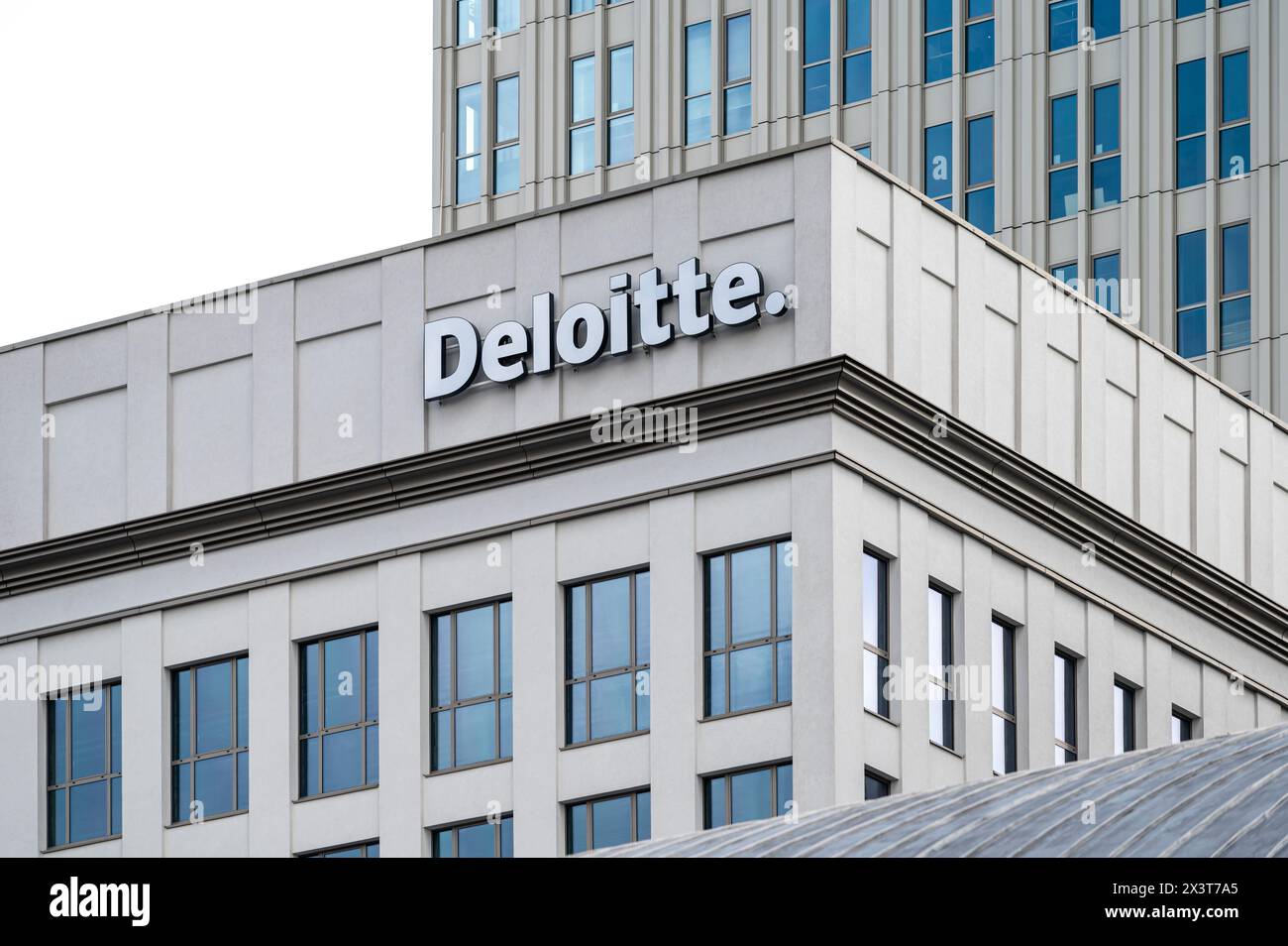 Krakow, Poland, March 25, 2024 - Deloitte sign at the Unity Tower, an ...