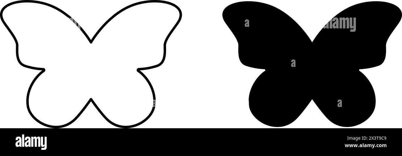 Simple butterfly icons. Monarch or chameleon symbols. Flying insect ...