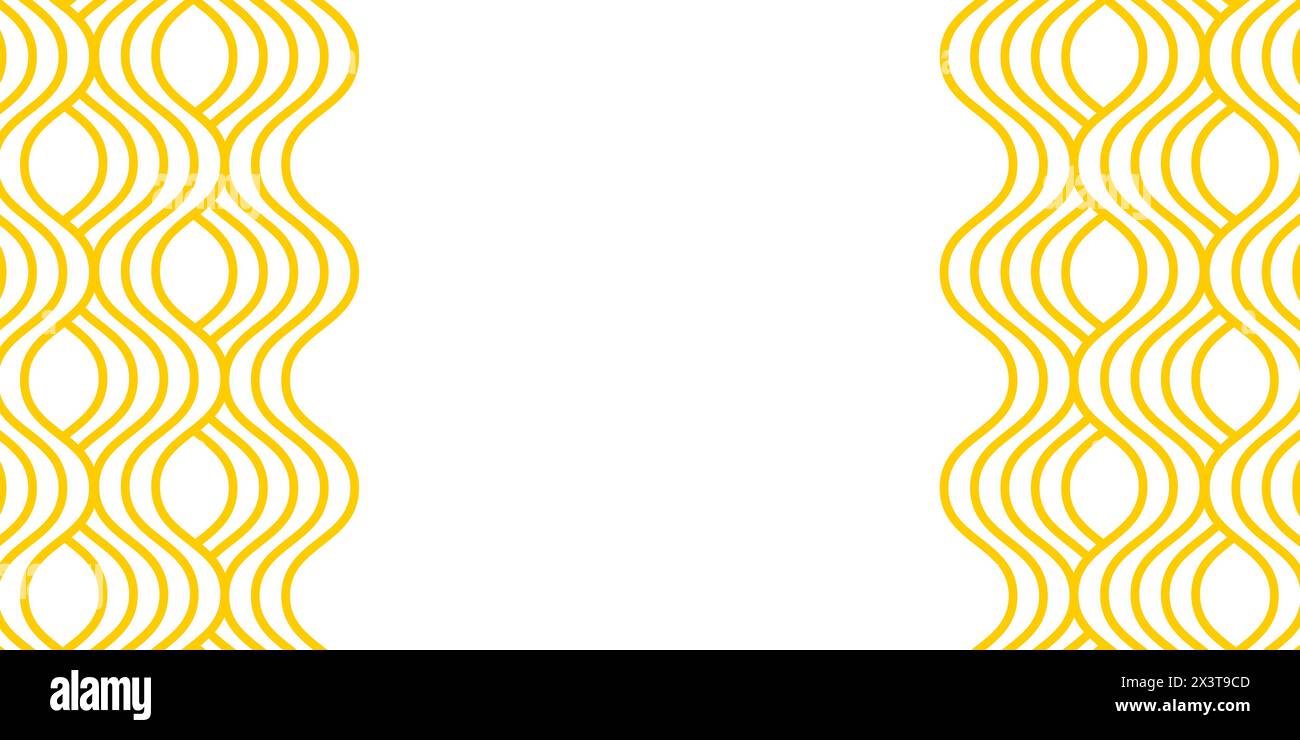 Vertical borders with wavy yellow lines. Noodle texture. Ramen pattern ...