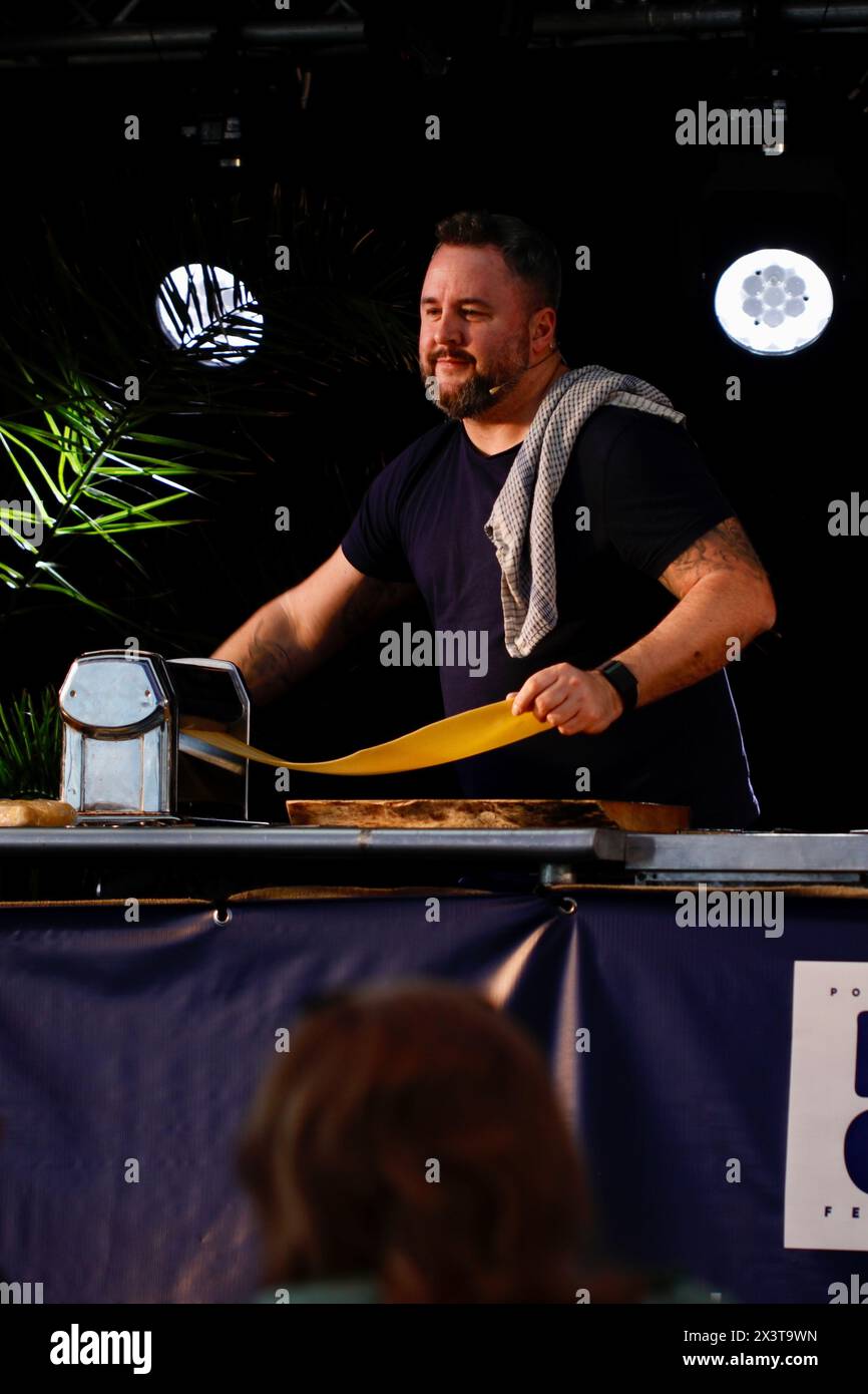 Paul Foster presents a cookery masterclass at the Porthleven Food ...