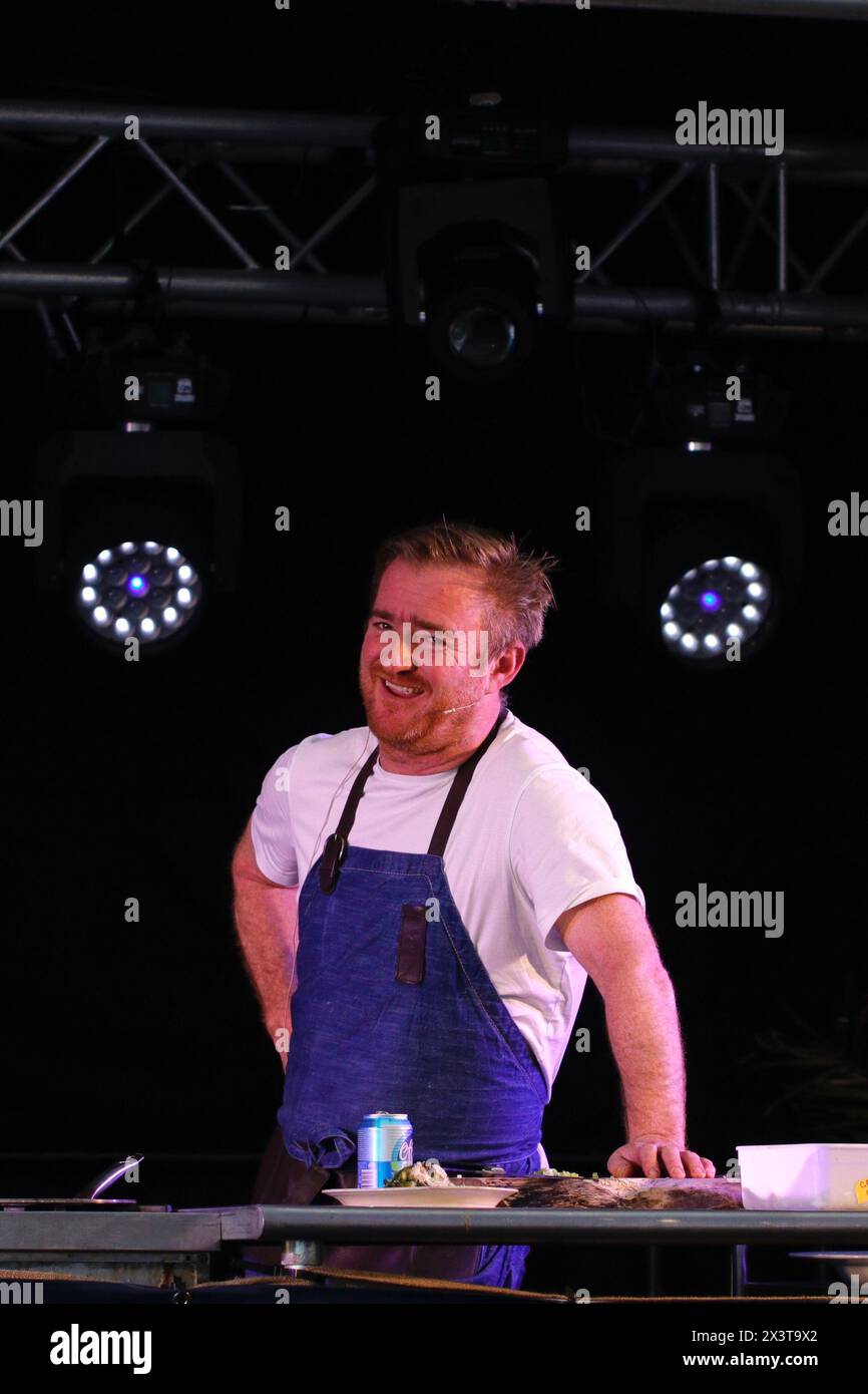 Jack Stein presents a cookery masterclass at the Porthleven Food ...